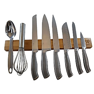 Eco friendly Bamboo wood magnetic knife holder, 17 inch knife strip or bar in gift box. Premium Presents brand.
