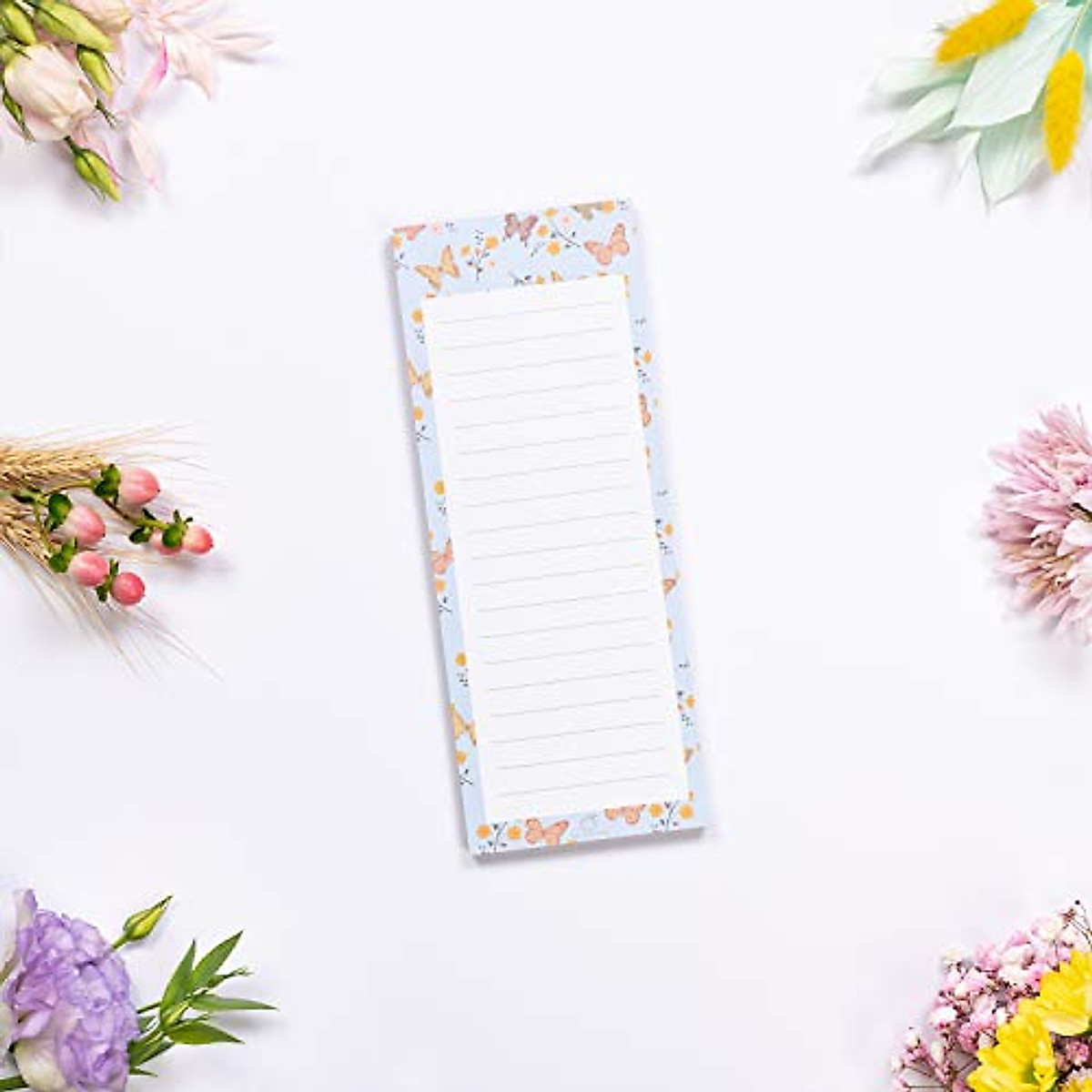 Peach Tree Shade Magnetic Notepads, 6-Pack 60 Sheets Per Pad 3.5” x 9”, Flower Patterns, for Fridge, Kitchen, Shopping, Grocery, To-Do List, Memo, Reminder, Book, Party, Stationery, (Floralnotes)