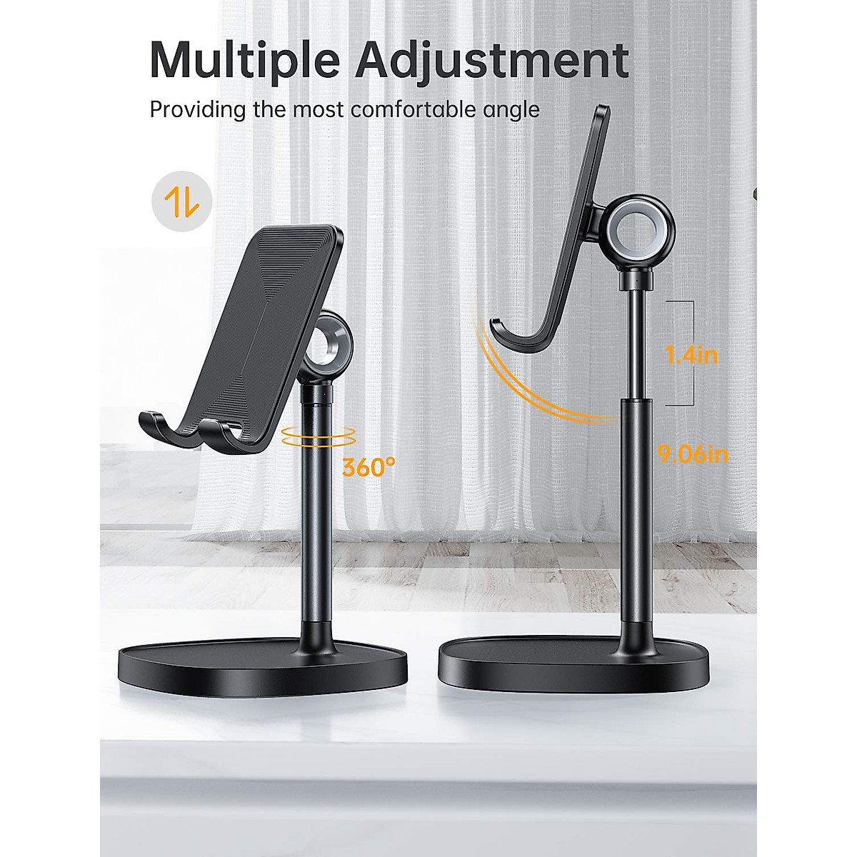 LISEN Cell Phone Stand, Angle Adjustable Phone Stand for Desk for iPhone 15 Pro Max