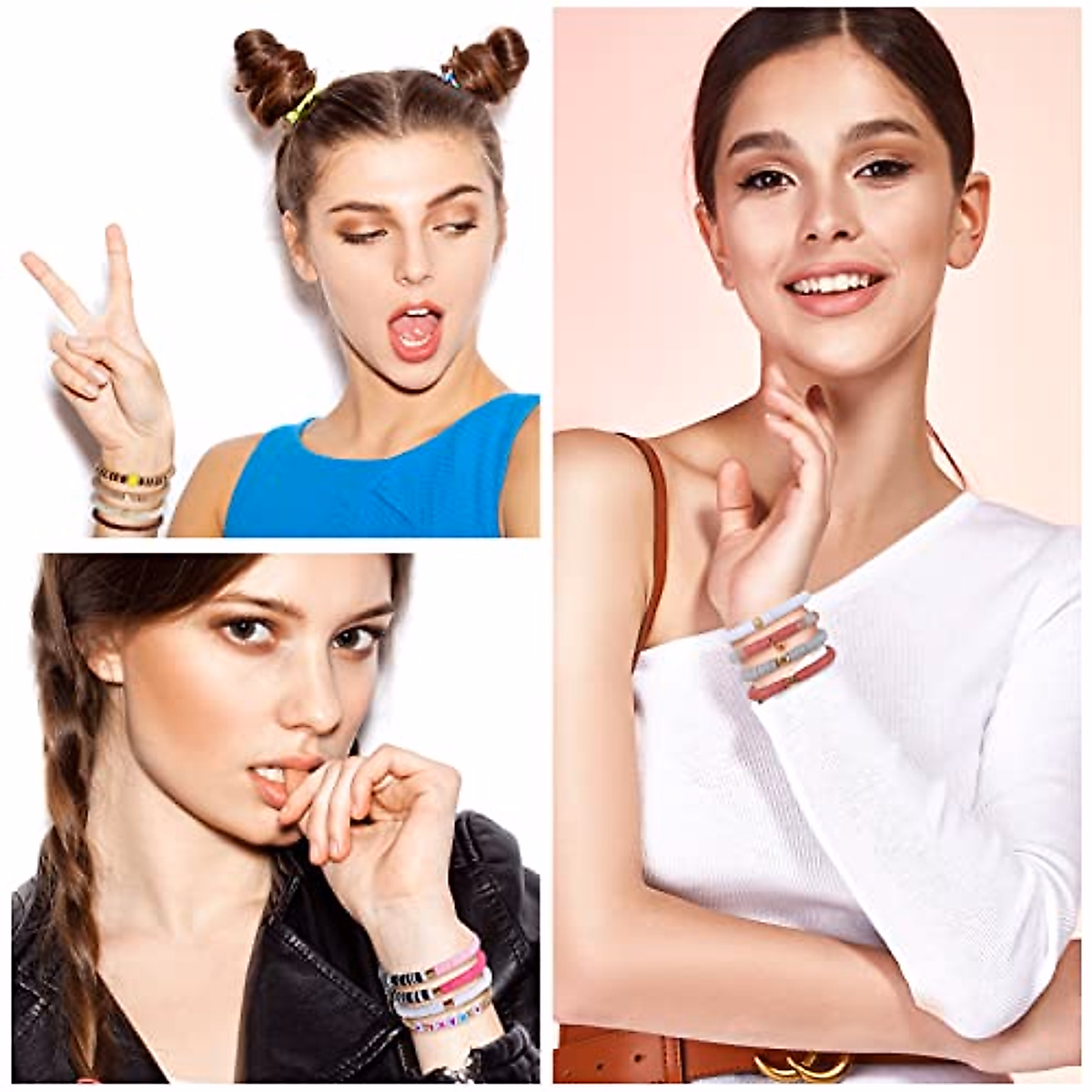 Jadive 36 Pcs Heishi Clay Bead Bracelet Stackable Stretch Women Jewelry Bracelets Y2k Bracelets Colorful Beaded Bracelets for Women Boho Aesthetic Surfer Beach Preppy Bracelet