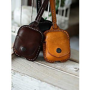 Leather Airpods Case Airpods Protective Case Cover Earbud Case Airpod Strap String Compatible with Airpods and Airpods 2 Wireless Charging Case, Yellow