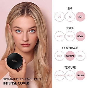 AGE 20’s Signature Long Stay Sunscreen Foundation, SPF 50+ Natural Cover Long Lasting Essence Cushion Makeup BB & CC Cream Pact, Refill Included, 21 Light Beige (0.49oz x 2ea)…