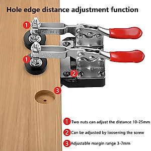 Concealed Positioning Hinge Hole Punch, 35mm Door Hinge Jig with 2 Retaining Clips, High Precision Aluminum Alloy DIY Cabinet Hinge Jig, Adjustable Quick Punch Cabinet Hardware Jig
