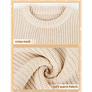 Arssm Toddler Sweater Knit Baby Boy Girl Kids Sweater Crewneck Long Sleeve Pullover Sweater Tops Winter Clothes(Beige-3T)