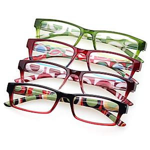 Kerecsen 4 Pack Reading Glasses for Women Men Spring Hinge Ladies Readers (2.75, 4 Pack Mix Color)
