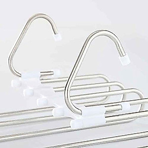 MXIAOXIA 5-in-1 Pants Hanger Multifunctional Portable Stainless Steel Hanger for Clothes Trousers Coat Storage Organization Space Saving