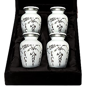 White Keepsake Urns for Ashes - Mini Urns for Human Ashes Set of 4 with Premium Box - Handcrafted White Urns - Honor Your Loved One with Mini Cremation Urns - Small Urns Set for Adult Male & Female
