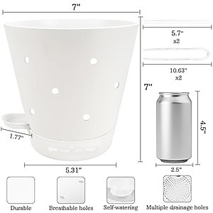 lehorra 1 Pcs Orchid Pot with Holes, 7 Inch Self Watering Plastic Orchid Pots for Repotting, Breathable Slotted Planter Pots for Orchid, Devil's Ivy Healthy Air Circulation & Drainage (White)