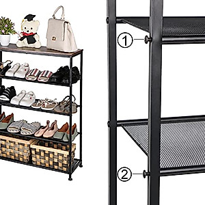 UHSTORAGE Shoe Rack Organizer, [Stable & Solid] Heavy Duty Shoe Shelf Rack for Entryway, 5 Tier Shoe Storage Metal Cabinet for Closet Hallway Bedroom Entryway, Holds 20-25 Pairs, Brown and Black