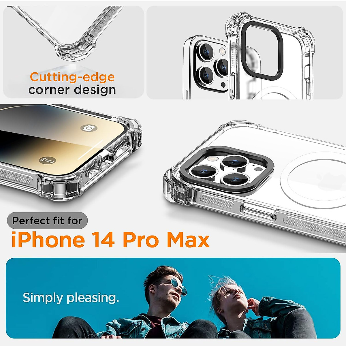 AICase Bounce Case Compatible with iPhone 14 Pro Max Clear Compatible with MagSafe, Impact Shockproof [Non-Yellowing] [21.3 FT Military Drop Protection] Magnetic Mag Safe Phone Cover