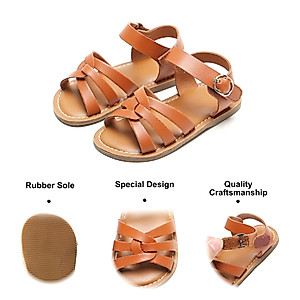 Felix & Flora Toddler Girl Brown Sandals Size 7 - Little Girl Easter Summer Dress Shoes Lightweight Open Toe Beach Holiday