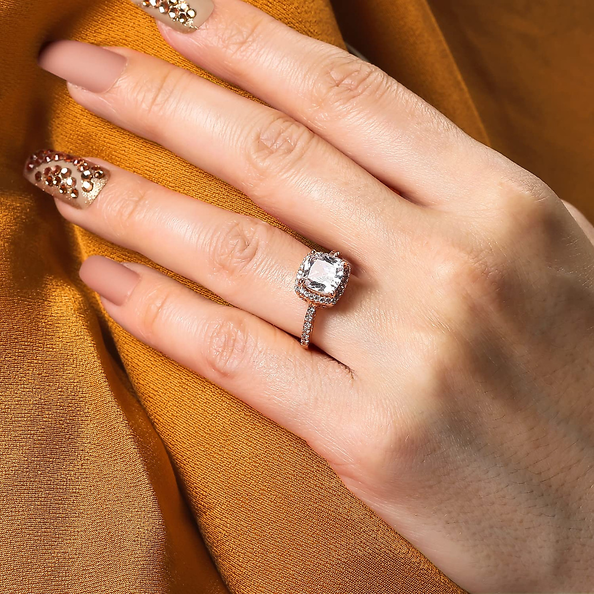 3CT AAA CZ Canary Yellow Cubic Zirconia Halo Solitaire Square Radiant Cushion Cut Engagement Ring For Women .925 Sterling Silver 1MM Thin Band