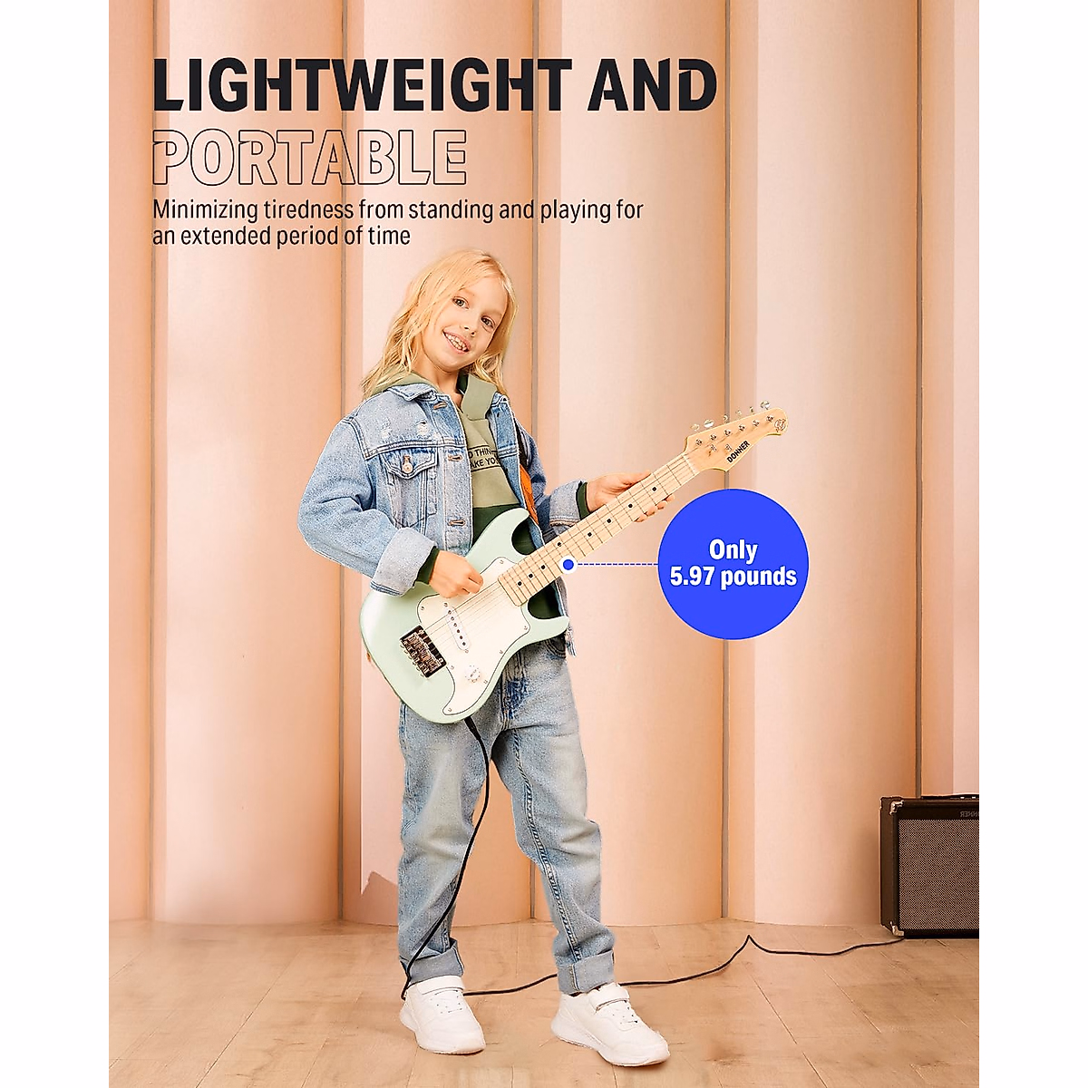 Donner 30 Inch Junior Electric Guitar Beginner Kit ST Style Mini Electric Guitar Starter Package for Teens with Amp, 600D Bag, Tuner, Picks, Cable, Strap, Extra Strings DSJ-100