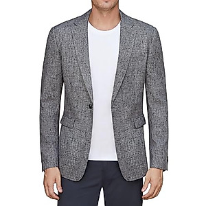 J.VER Men's Casual Sport Coat Classic Fit One Button Blazer Jacket with 5 Real Pockets Light Grey