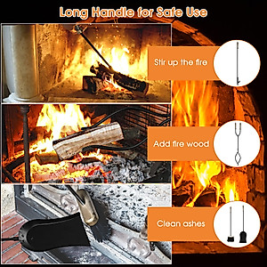 Tangkula 5 Pieces Fireplace Tools Wrought Iron Toolset 4 Tools & Decor Holder Indoor Outdoor Tong,Poker, Base, Shovel,Brush Fireplaces Hearth Accessories