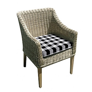 ZFUNCING 2 Pack Waterproof Patio Cushion Cover for Outdoor,Rustic Farmhouse Buffalo Check Plaid Washable Replacement Covers Furniture Seat Slipcover for Couch Sofa Chair,White Black,22x20in