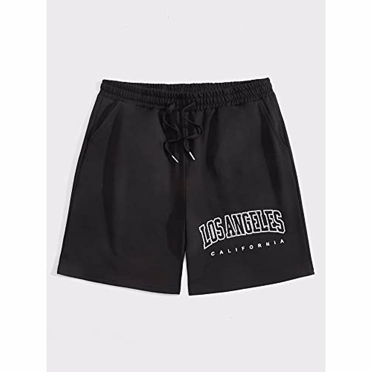 Cozyease Mens Casual Graphic Print Shorts High Waisted Drawstring Summer Beach Shorts with Pocket Black Letter Print M