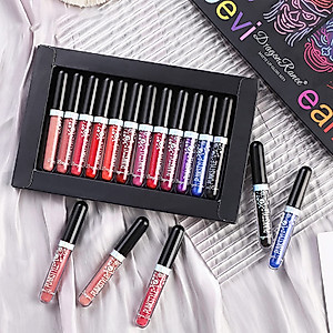Gireatick 12 Colors Glitter Lip Gloss Set, 12Pcs Diamond Shimmer Metallic Liquid Lipstick Set, Long Lasting Waterproof Non-stick Cup Lip Gloss Glow Cosmetic Kit