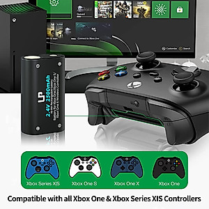 LP Xbox Controller Battery Charger Pack, 2 x 2500mAh Rechargeable Batteries with Charger Station for Xbox Series X|S, Xbox One S/One X/One Elite Controllers with LCD Dual Charger