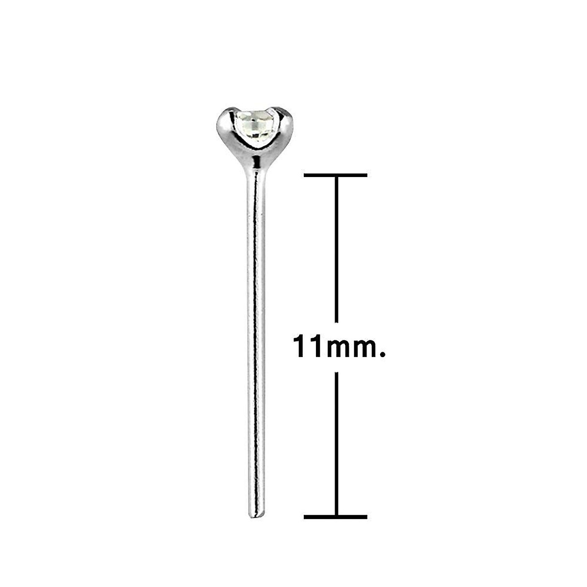 Luxe Modz 20PCS 22 Gauge 925 Sterling Silver Nose Stud Rings Nose Bone Studs Nose Piercing Jewelry Prong Set Clear Crystal Size 1.5mm & 2mm Fit Most Nose Piercings Woman Men