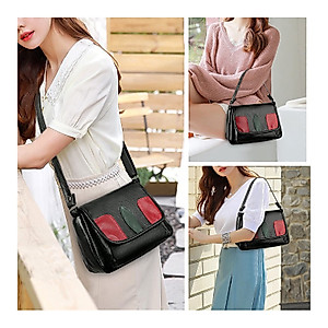 Oichy Shoulder Handbags for Women Lightweight Purses and Handbags PU Leather Crossbody Bags Fashion Messenger Bags (Black)