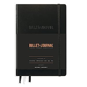 LEUCHTTURM1917 The Official Bullet Journal Edition 2 - Medium (A5) - Perfect Notebook Built for BuJo, 204 Pages of 120gsm Paper, With Bujo Pocket Guide (Black)
