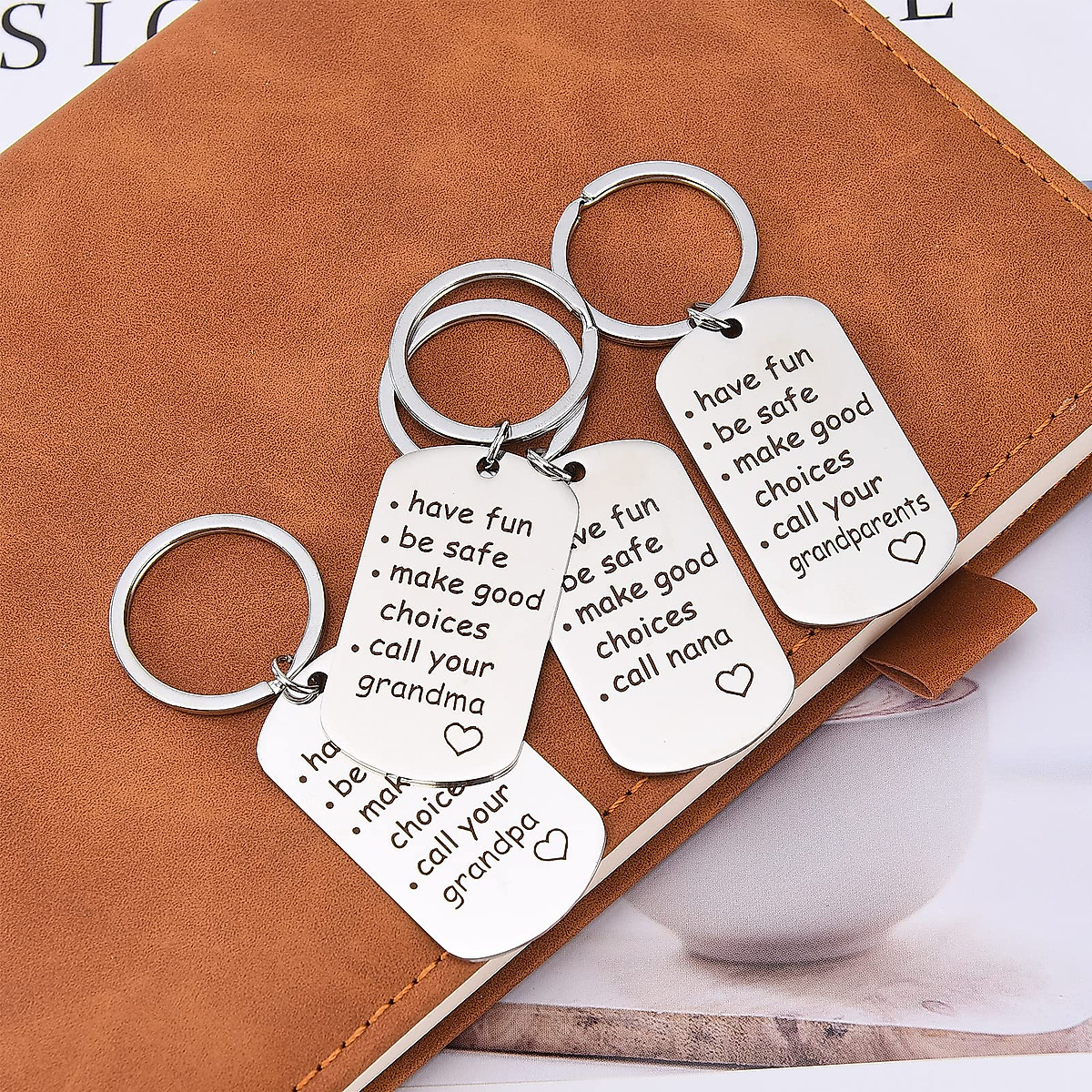 LIBOOI Drive Safe Keychain, Have Fun Be Safe Make Good Choices Stainless Steel Keychain Christmas Birthday Gifts