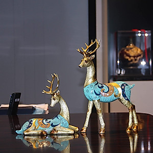 sugutee Large Deer Statue Home Decor, Deer Decor Home Decoration, Deer Figurines and Statues (Chinese)