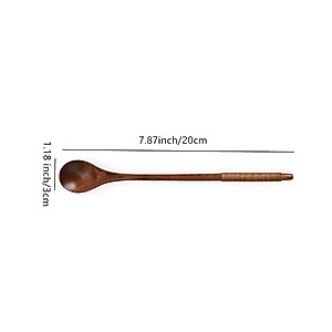 Handmade Wooden Long Handle Coffee Spoon Stirrer with Cable Tie, Retro Honey Jar Spoons Teaspoon Tea Stirring Spoon (2 Pack)