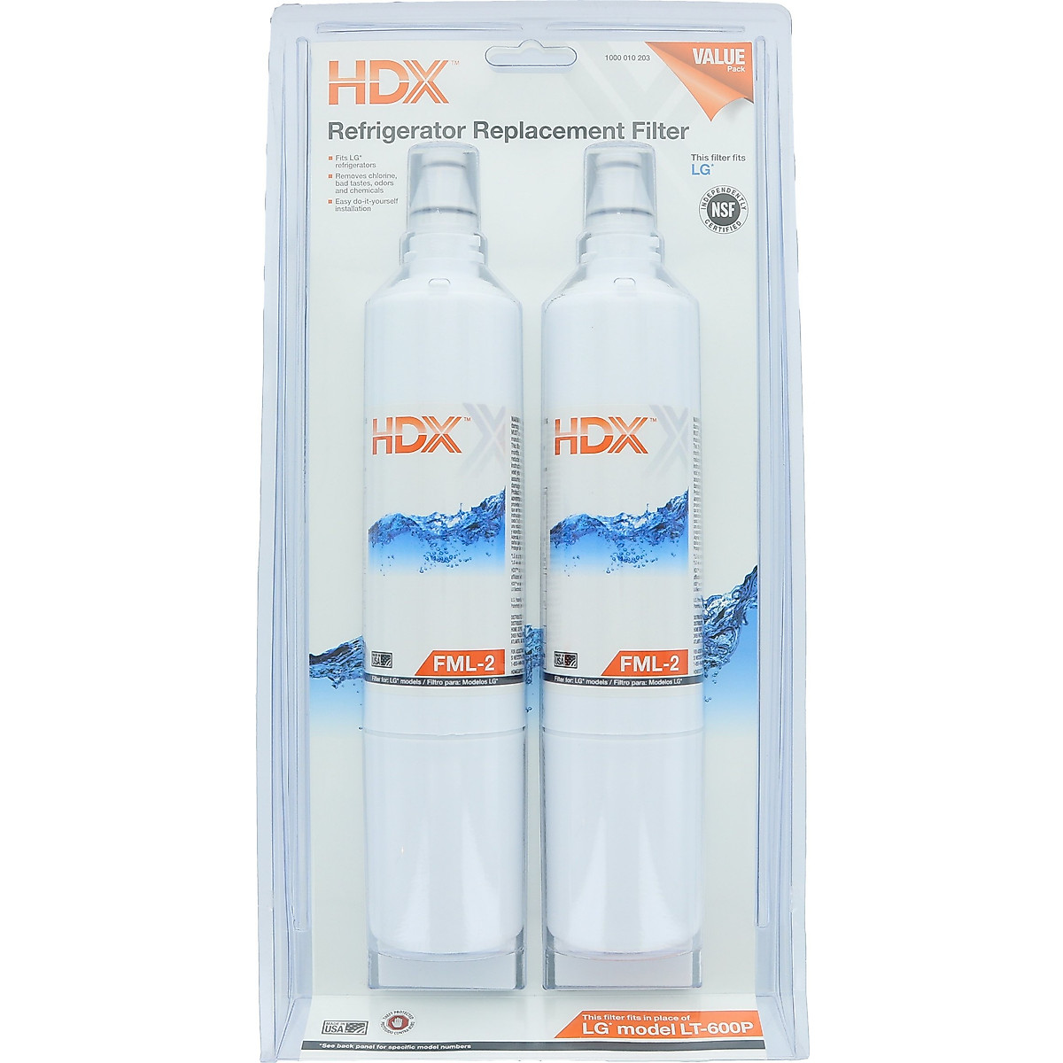 HDX FML-2 Replacement Water Filter / Purifier for LG Refrigerators (2 Pack)