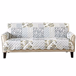 Patchwork Scalloped Printed Furniture Protector Stain Resistant Sofa Cover (Sofa, Grey)