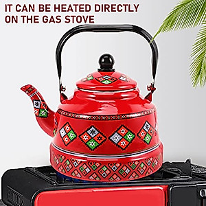 Enamel Teakettle Stainless Steel Teapot Stovetop Water Boiler Kettle 2.5l Enameled Tea Serving Pot No Whistling Kettle for Home Kitchen Cookware Red