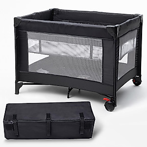 Babelio Pack and Play, One-Press Open Pack n Play with Bassinet, Portable Baby Playard for Travel