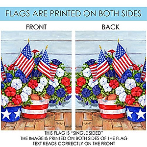 Toland Home Garden 109616 Patriotic Pansies Patriotic Flag 28x40 Inch Double Sided Patriotic Garden Flag for Outdoor House Flower Flag Yard Decoration