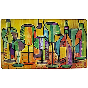 UpNUpCo Artistic Beautiful Anti Fatigue Kitchen Floor Mat - Unique Floor Mats - Pain Relief Padded Kitchen Mats - Floor Mats For In Front Of Sink - Memory Foam 30" X 17.5" X 10mm Picasso Wine