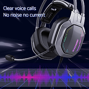 Shuomeng USB Pro Gaming Headset for PC - Computer Headphones with Microphone/Mic, SM-H2Pro 7.1 Surround Sound Wired Headset with LED RGB Light - Gaming Headphones for PS4/PS5,Console Laptop