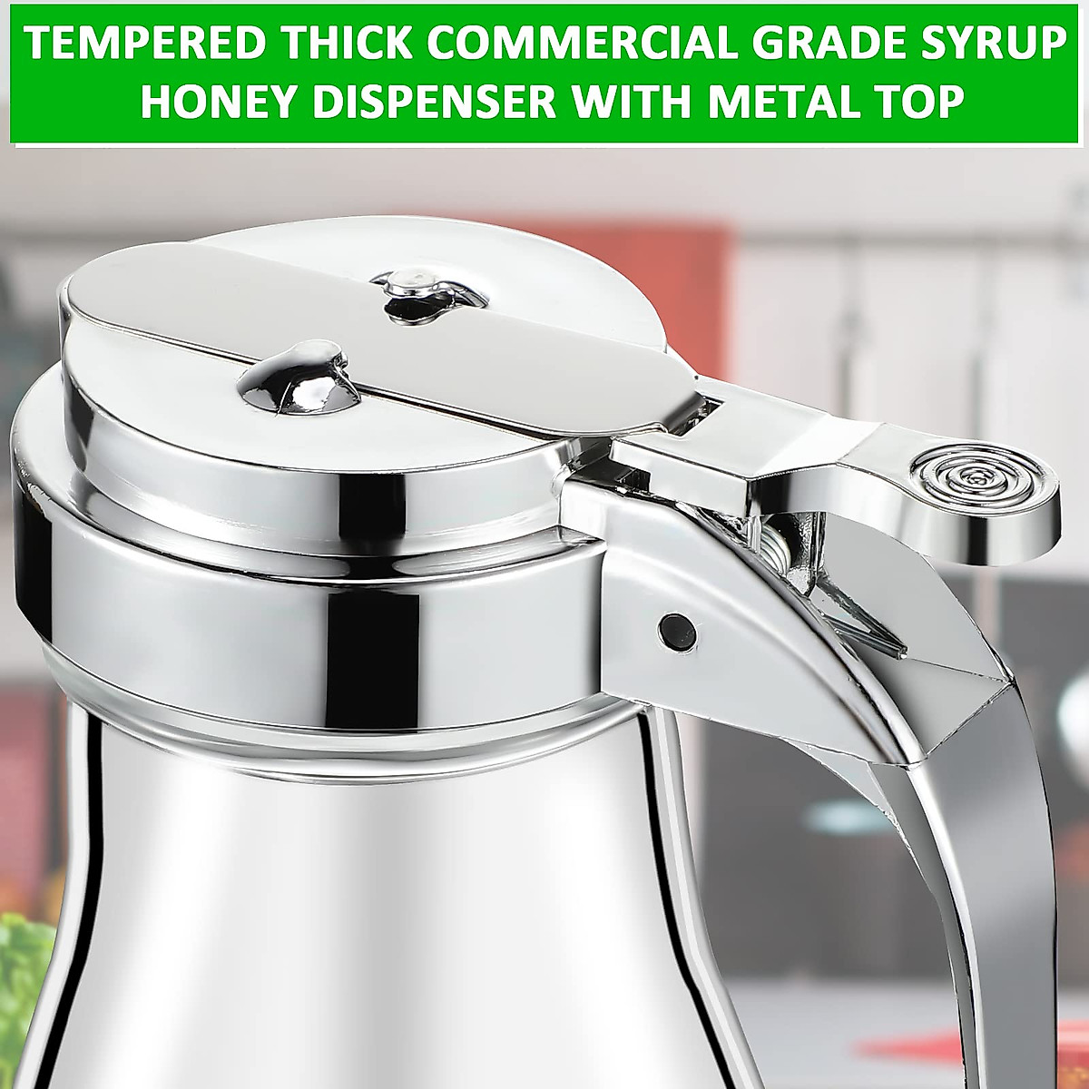 Mimorou 8 Pcs 6 oz Glass Syrup Dispenser with Retracting Spout Coffee Syrup Dispenser Creamer Dispenser Dispensing Thumb Lever, Pancake House Pattern