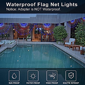 Qulist July 4th American Flag Lights, 250 LED Waterproof Half Fan Flag Light for Yard Garden Decoration,Festival,Holiday,4th of July Independence Day Party Decorations