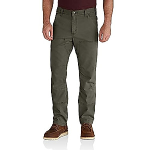 Carhartt Men's Rugged Flex Relaxed Fit Canvas Double-Front Utility Work Pant, Moss, 32 x 30