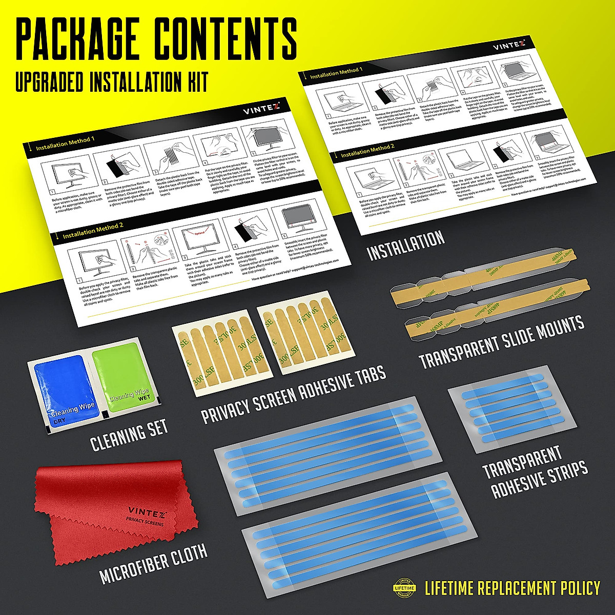 VINTEZ Privacy Screen Adhesive Tabs and Strips for Computer Monitors and Laptops - Replacement kit