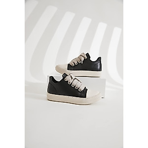 IMPREMEY Women's Low top Sneakers Fashion Thick Strap Leather Walking Shoes.