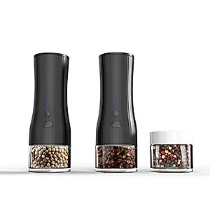 Electric Pepper And Salt Grinder,2pcs Packaged Rechargeable Grinder Set,Built-In Battery Large Storage And Grinding space,Auto Operation with Adjustable Coarseness Grinder(2in1).