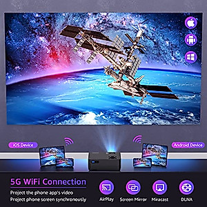 Native 1080P 5G WiFi Bluetooth Projector, AILESSOM 750ANSI 450" Display Support 4K Movie Projector, High Brightness for Home Theater and Business, Compatible with iOS/Android/TV Stick/PS4/HDMI/USB/PPT