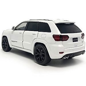 Grand Cherokee Trackhawk Toy Car Diecast Model Car 1/32 Scale SUV Vehicle Metal Zinc Alloy Casting, Light Sound, 4 Doors Open, Boys Toys Kids Birthday Gifts Mens Collection, White
