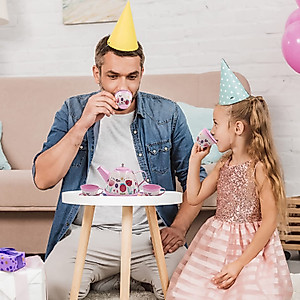 44PCS Tea Set for Little Girls, Princess Tea Time Toys Playset- Teapot Dishes Dessert & Carrying Case, Kitchen Pretend Play Tin Tea Party Set Gifts for Kids Toddlers Toy (Flower Desgin)