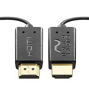 Nanosecond Extreme Slim 2.6' HDMI Cable - World's Thinnest and Most Flexible HDMI Cable. (2.6 Ft / 0.8m) High-Speed Supports Full 1080P, 4K, UltraHD, 3D, Ethernet, and Audio Return Channel