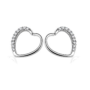 XIALV 2Pieces 316L Medical Steel Open CZ Nose Rings Heart 16G Ear Cartilage/Daith Hoop Ring，Hypoallergenic Perforated jewelry Set (Style five)