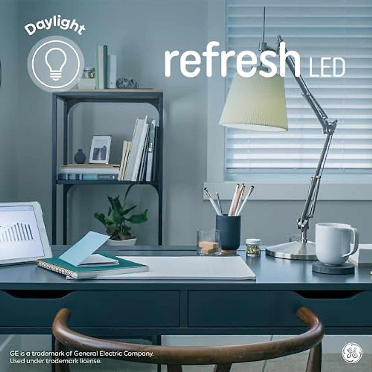 GE Refresh LED Light Bulbs, 60 Watt, Daylight, Decorative Bulbs, Clear, Small Base (2 Pack)