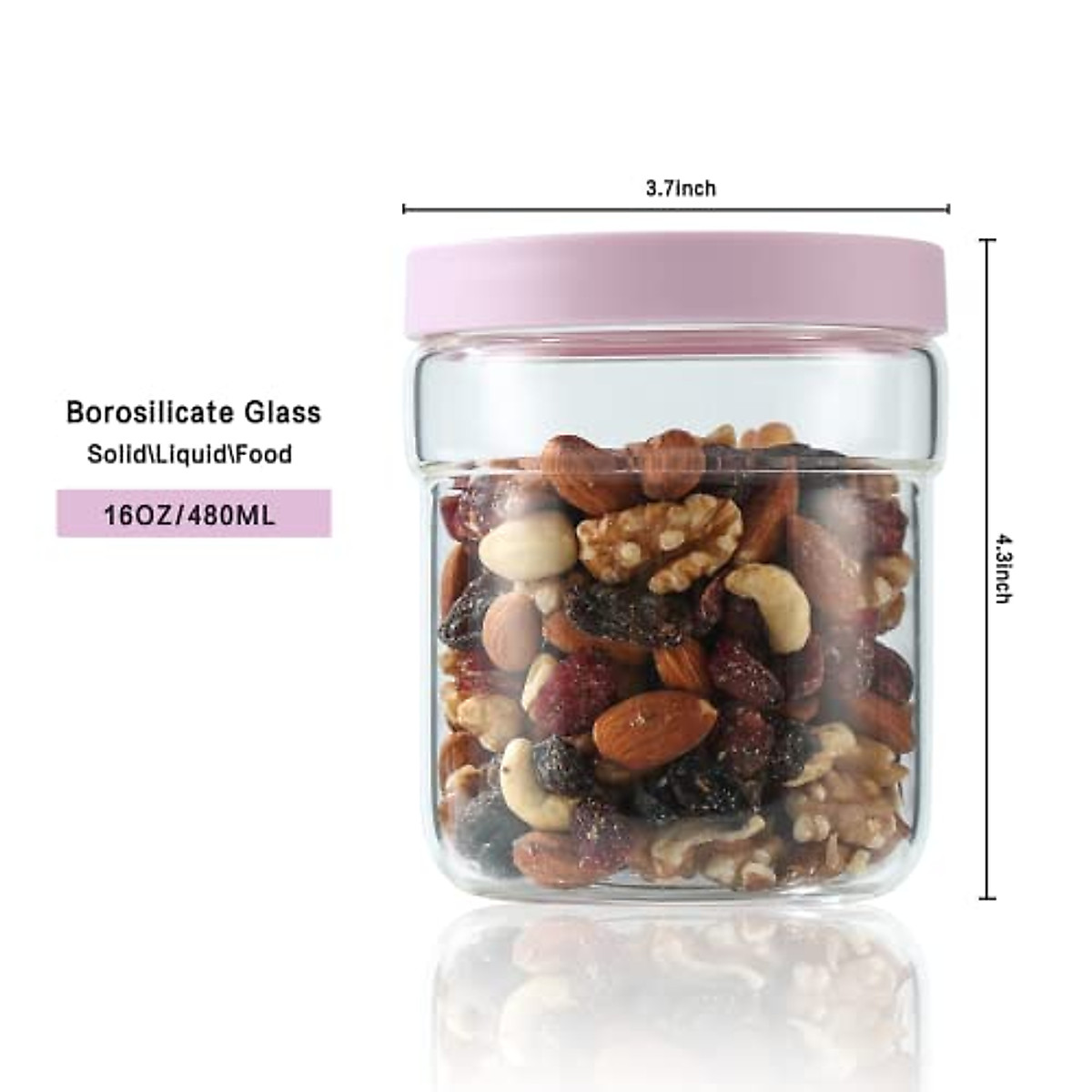 wemburly 6Pack Meal Prep Containers Reusable Glass 2Cup Overnight Oats Containers With Lids Glass Containers16OZ Borosilicate Glass Jars Diswasher Safe