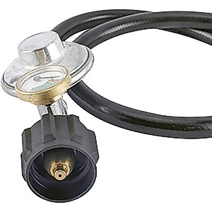 Toolly 3 Feet Propane Regulator Hose with Propane Tank Gauge Universal Grill Regulator Replacement Parts, QCC1 Hose and Regulator for Most LP Gas Grill, Heater and Fire Pit Table